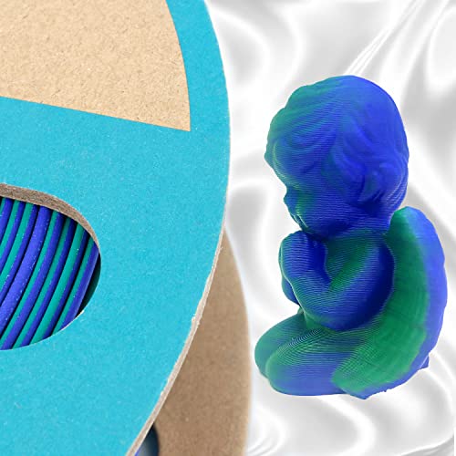 TECSONAR Matte Dual Color PLA Filament Coextrusion Filament Multicolor 3D Printer Filament 1kg Dichromatic Filament 1.75mm (± 0.03 mm) Compatible w/Most of 3D Printer, Matte Royal Blue Aqua Green