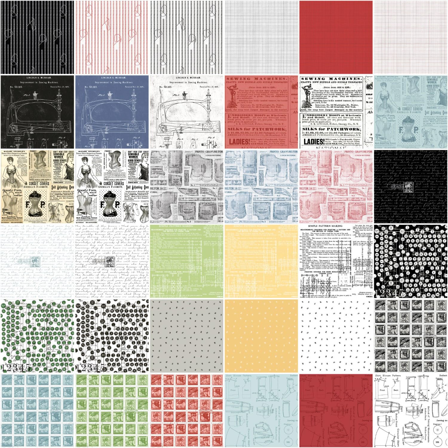 J Wecker Frisch Sew Journal 5" Stacker 42 5-inch Squares Charm Pack Riley Blake Designs 5-13880-42