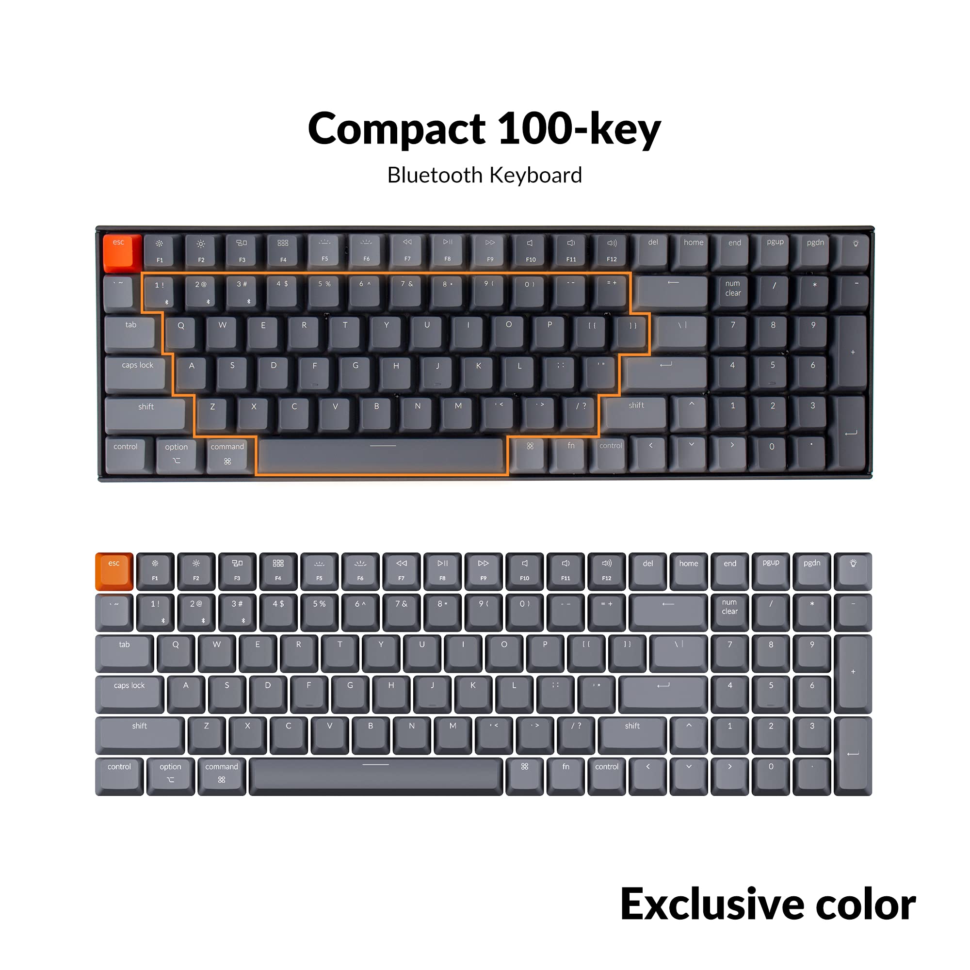 Keychron K4 Hot swappable Wireless Bluetooth/USB Wired Mechanical Gaming Keyboard, 96% Layout 100 Keys Computer Keyboard with Gateron G Pro Red Switch White LED Backlight for Mac Windows-Version 2