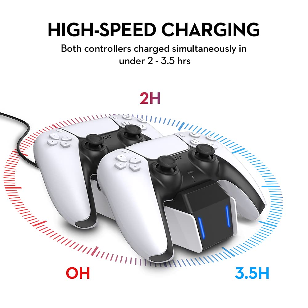 PS5 Controller Charger Station for Men Dad Boyfriend PS5 Fast Charging Station with Fast Charging Playstation 5 Dual Controller Charging Stand for DualSense Charging Station Black
