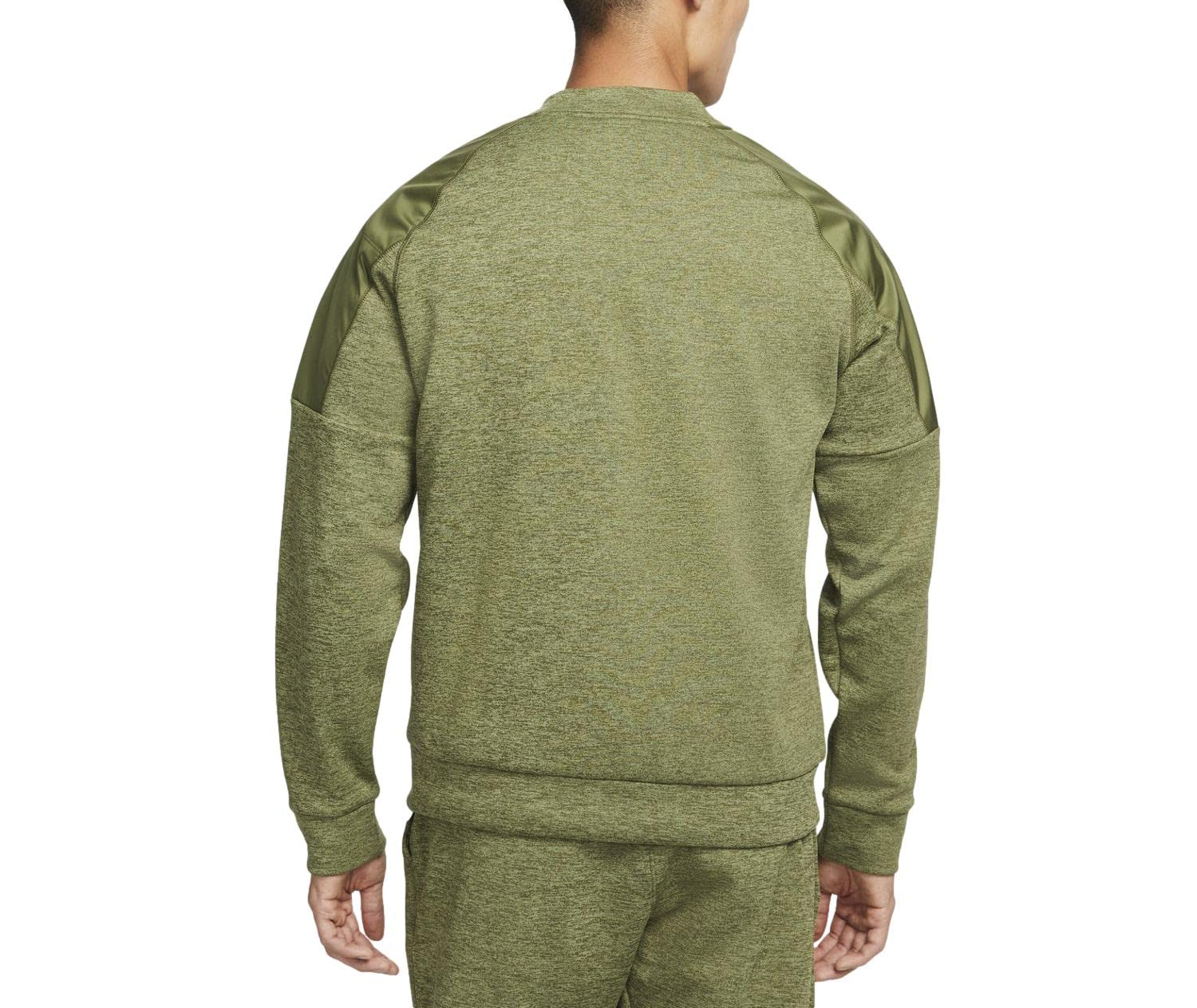 Nike Therma-FIT Men's Training Full-Zip Bomber Shirt (as1, alpha, x_l, regular, regular, Rough Green/Heather/Rough Green/Black, X-large)