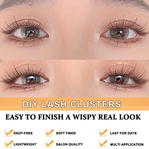 Lash Clusters 120 Cluster Lashes 11-13mm Wispy Individual Lashes Extensions Transparent Root Natural Look Lashes D Curl DIY Eyelash Extension at Home by XUANZILI (11-13mm(120 Clusters), D-0.07)