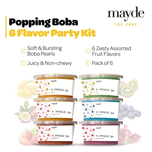 Mayde 6-Flavor Popping Boba Pearls Party Kit (6-Pack, 490 Grams)