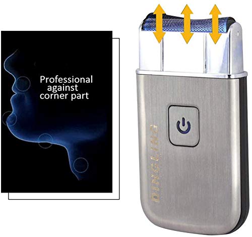 KEMEI Men's Reciprocating Mini Electric Razor for Men,Cordless USB Charging Travel Beard Razor Facial Trimmer, Silver