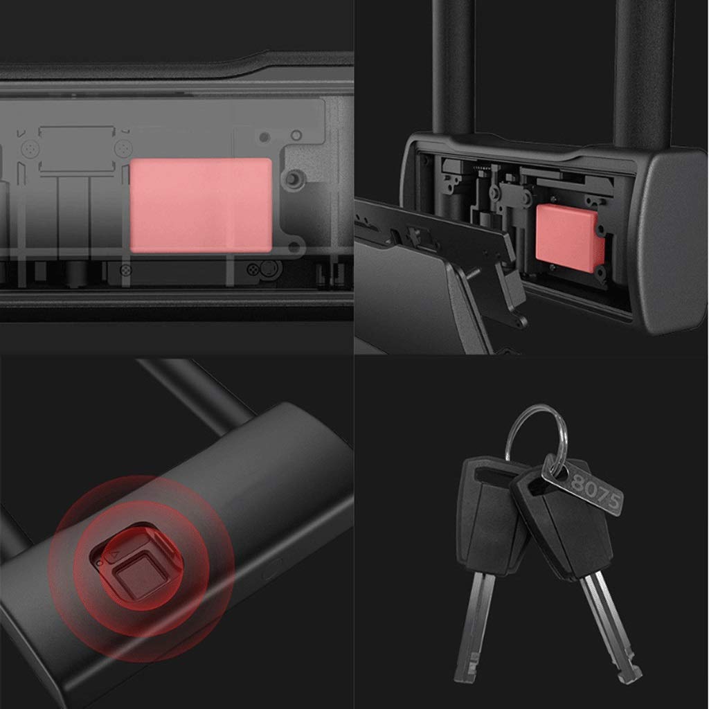 LMNUY u Lock for Bicycle Smart Bicycle U-Lock Fingerprint U-Lock Anti-Theft Lock Multifunctional for Glass Doors Bicycles Motorcycles Bike Lock