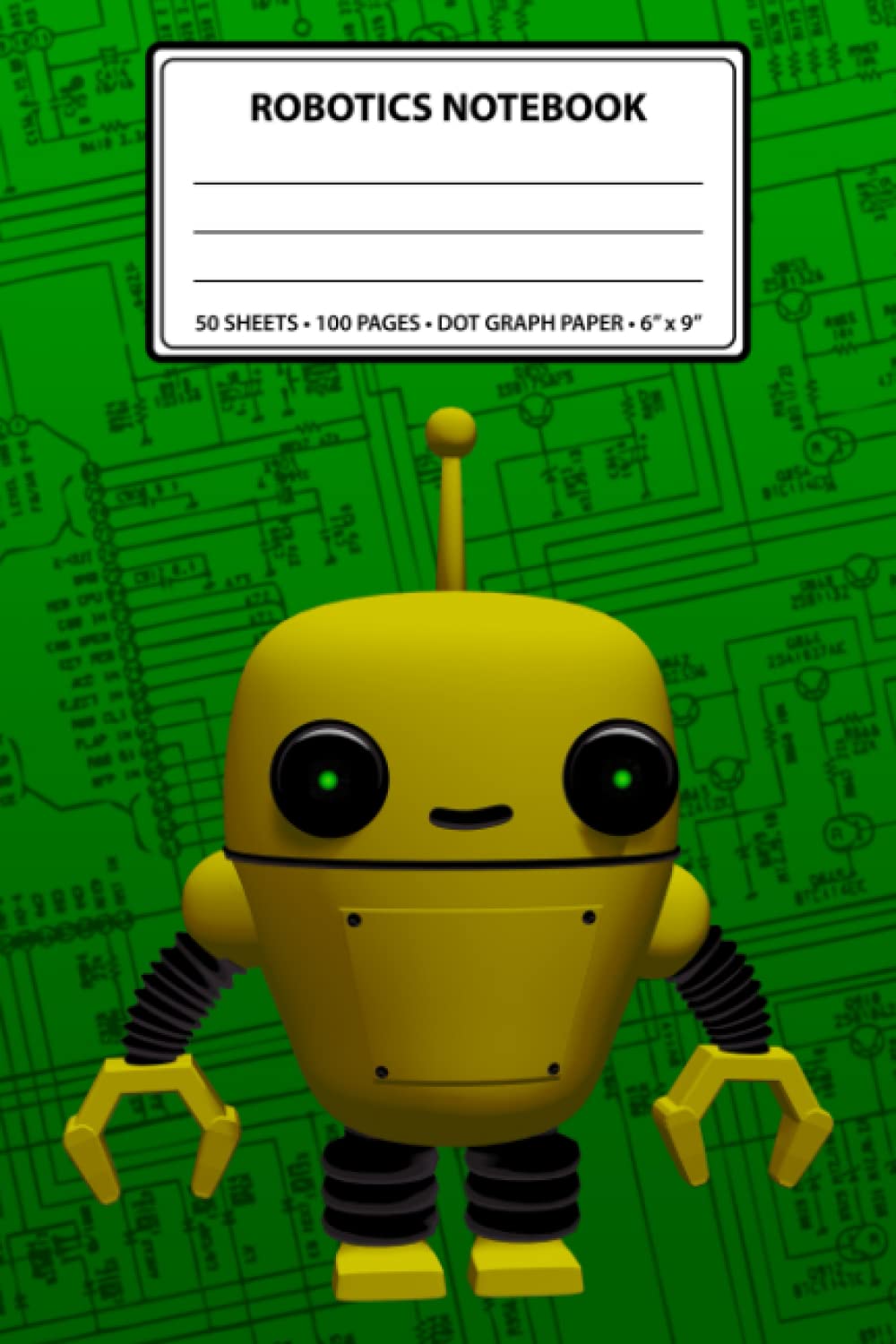 Robotics Notebook: 6x9 dot graph paper 100 page kawaii notebook