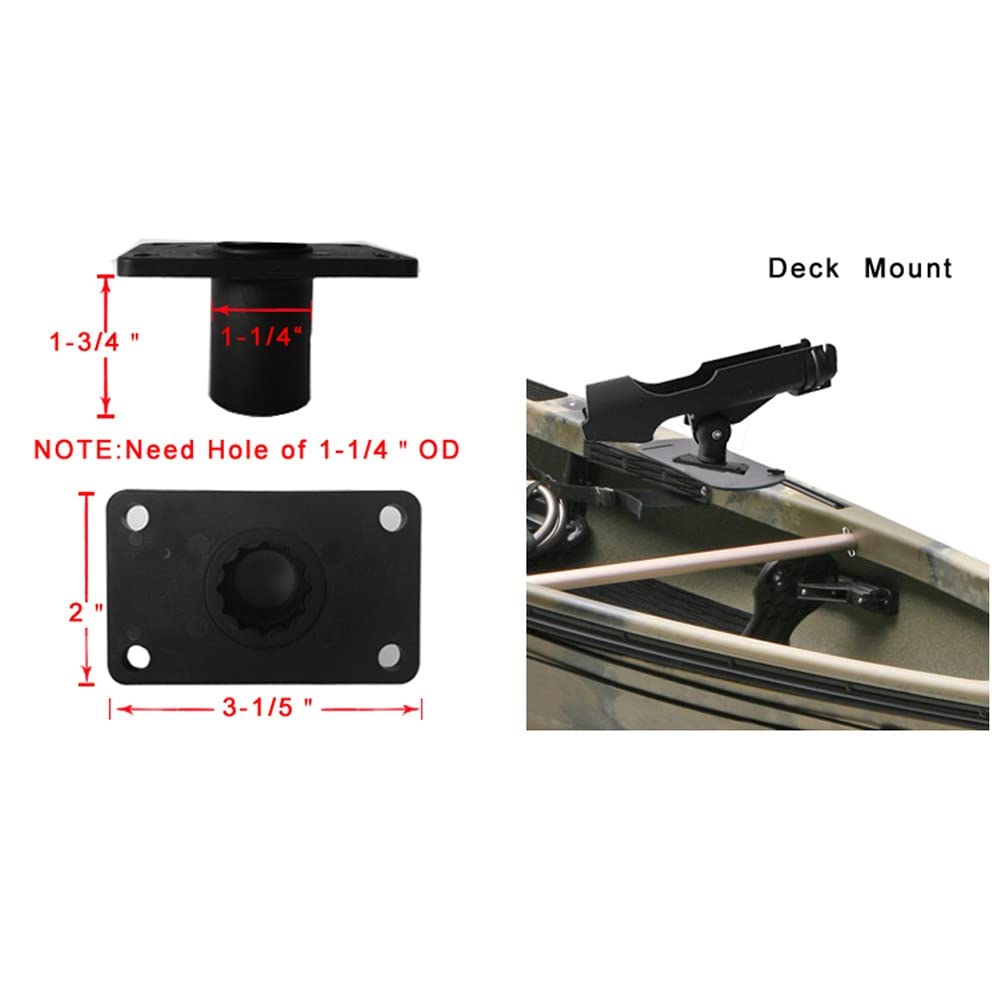 MengK Adjustable Fishing Rod Rack Holder 360° Rotating Kayak Rail Boat Fishing Support Tool Accessory Pole Bracket