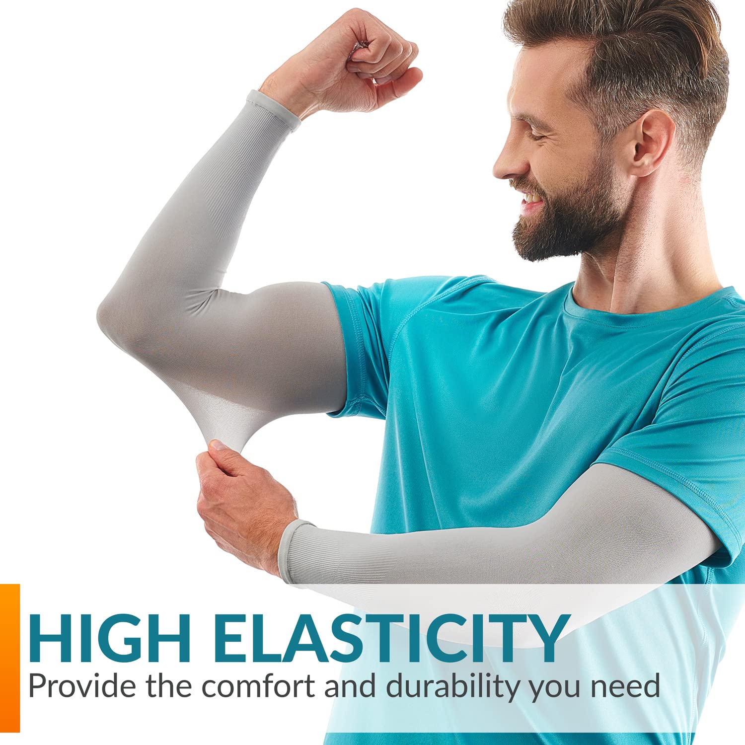 KEMFORD Arm Sleeves for Men and Women – 8 mmHg Light Compression – 1 Pair – Sun Protection – Cooling UPF 50 Compression – Basketball Running