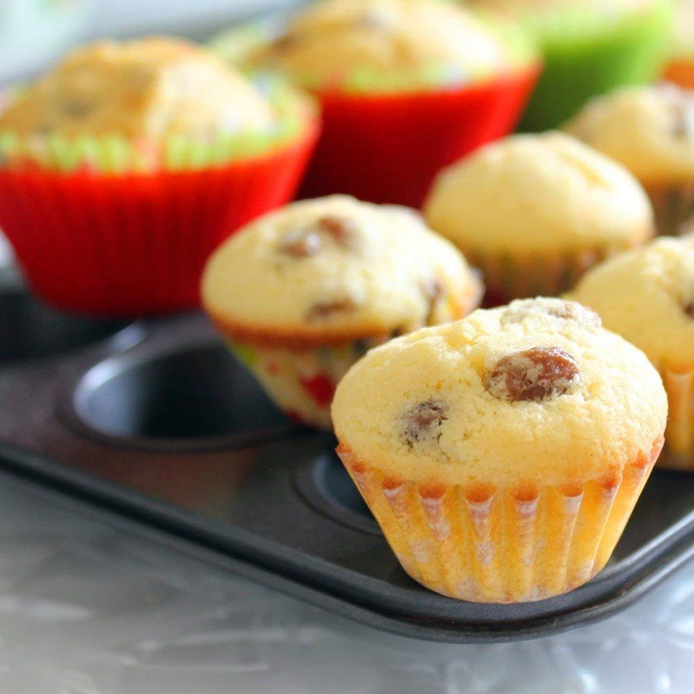 Silicone Cupcake Liners Baking Cups Non-Stick Jumbo Reusable Muffin Molds Bento Bundle Lunch Box Dividers (30-Pack)
