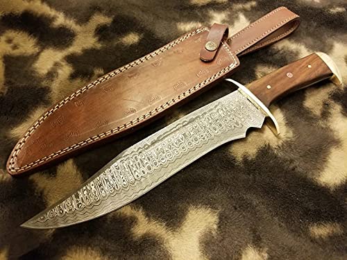 PSK14 - 1| 3| 5| 10| 15| 20 Pieces Pack Bulk Lot - Beautiful Custom Hand Made Damascus Steel Hunting Kitchen Knife | Leather Sheath, Bulk Discounted (15 Pieces)