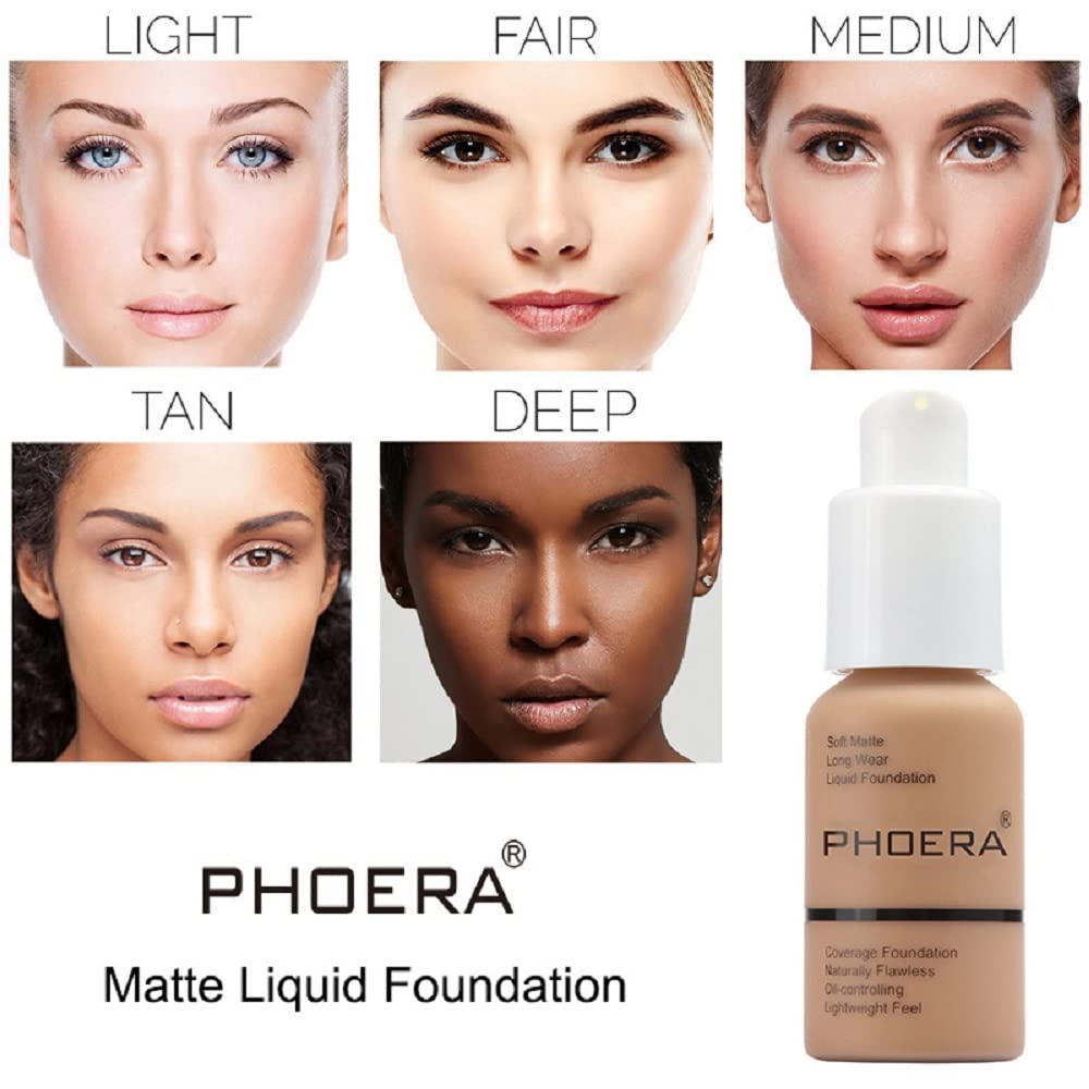 PHOERA Foundation, Flawless Soft Matte Liquid Foundation Makeup for Women.(102# Nude)