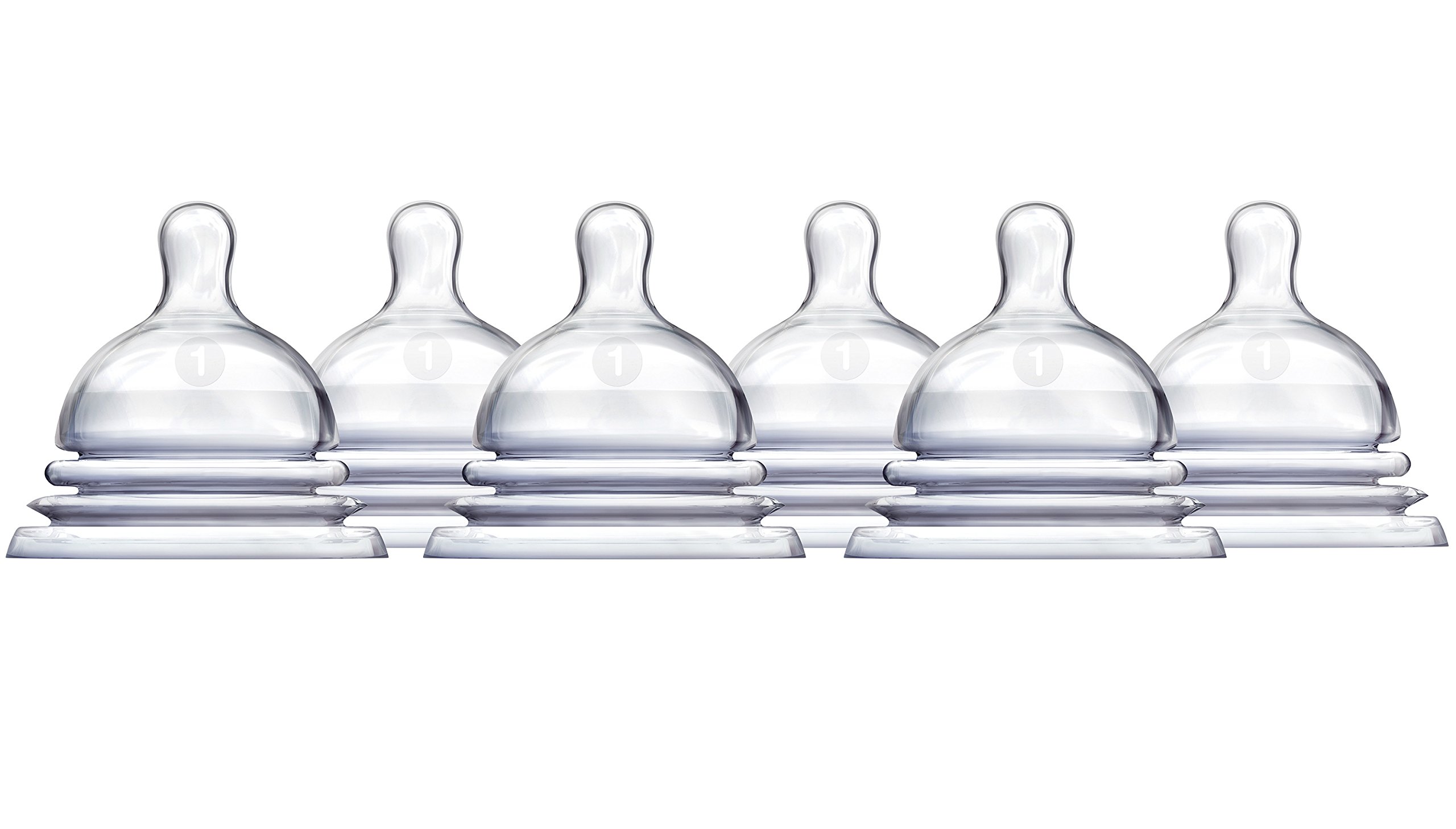 Munchkin Latch Natural Movement Baby Bottle Nipples, 6 Count, Stage 1