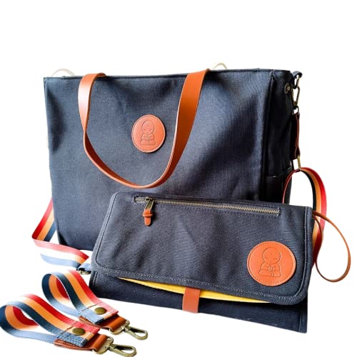 PETITEMONK Diaper Bag Tote, Large Capacity Baby Nappy Bag, Lightweight Spacious Multifunction Travel Baby Bag with Washable Changing Pad, Unisex Design
