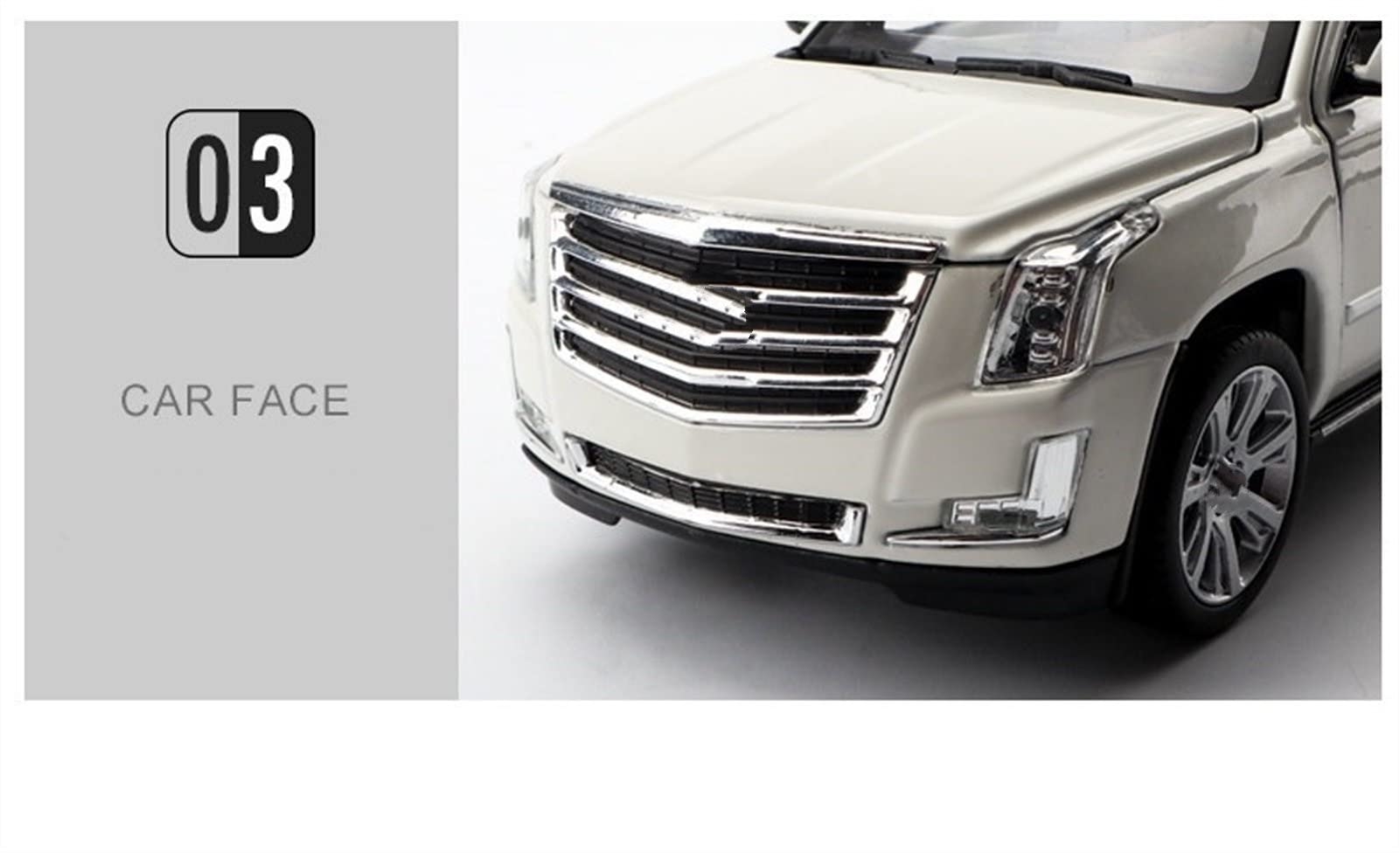 QTSM Die-Casting 1:27 2017 for Cadillac for Escalade Car Alloy Car Model Simulation Car Gift Toy Die Casting Model Boy Toy (Color : White)