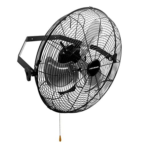 KEN BROWN 18 Inch Wall Mount Fan Outdoor, 4300CFM Metal Wall Fan, 3-Speeds High Velocity Wall Mounted Fan for Patios, Greenhouse, Garage, Gazebo, Barn, Shop, Industrial