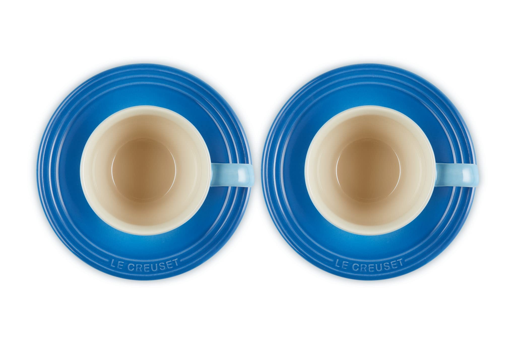 Le Creuset Stoneware Set of 2 Cappuccino Cups and Saucers , 7 oz. each, Marseille