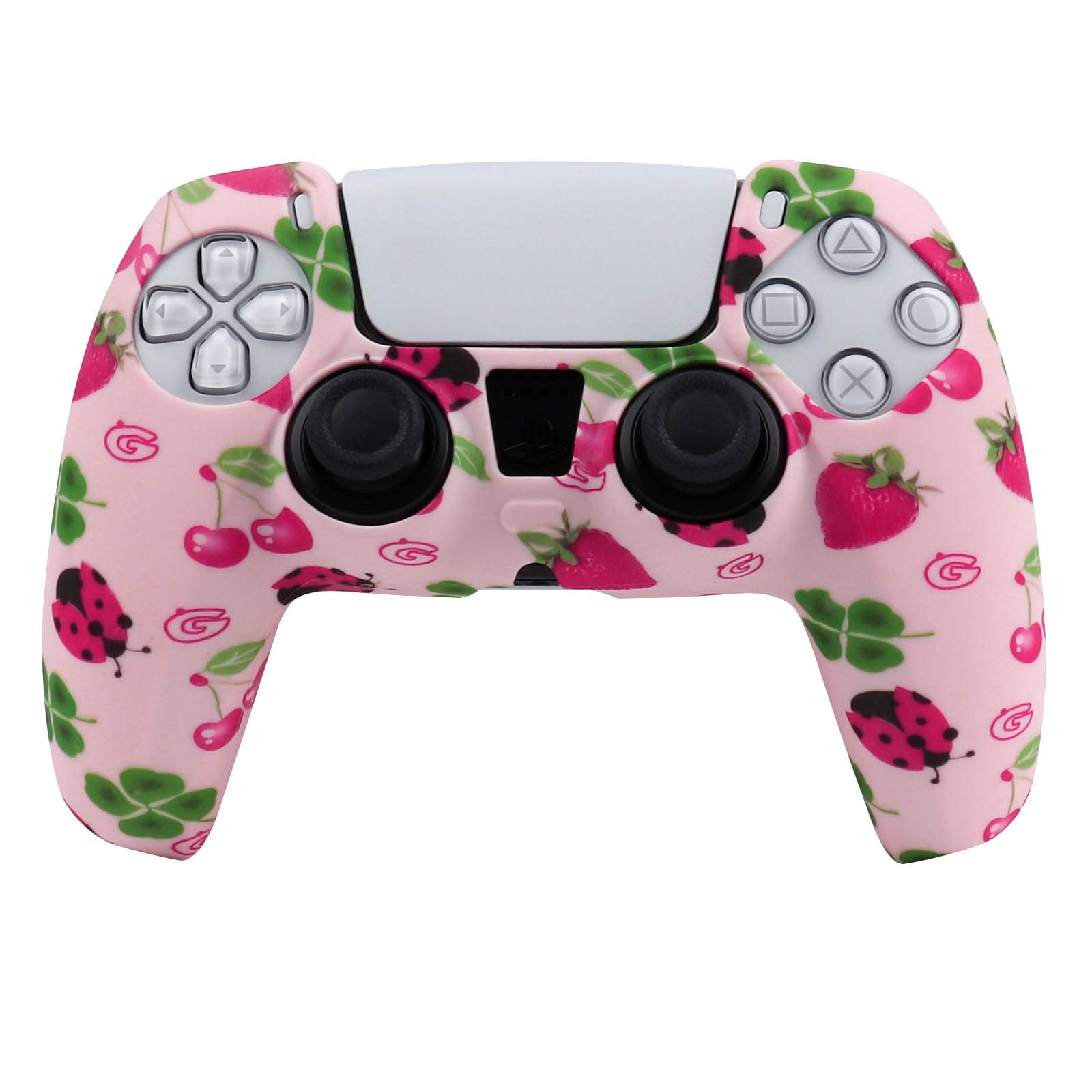 Pink Controller Skins for PS5 RALAN, Fruit Silicone Controller Cover Skin Protector Compatible with PS5 Controller with 2 Cute Thumb Grips Caps