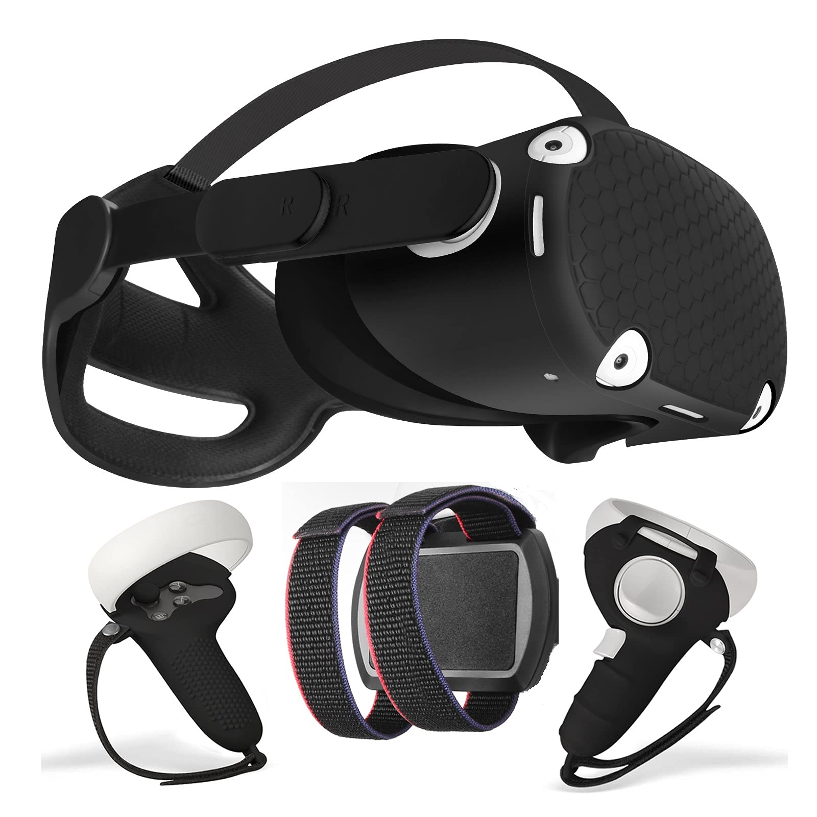 MASiKEN Battery Pack with Head Strap for Oculus Quest 2, Accessories Battery Pack Holder and Elite Strap Compatible Most PowerBank, Counter Balance Enhance Comfort, Extend Game Times (Black Kits)