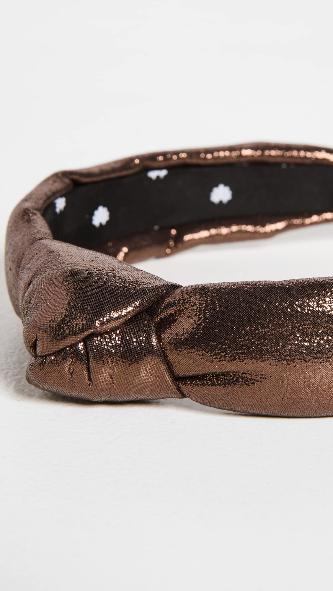 Lele Sadoughi Women's Glitter Slim Knotted Headband, Cocoa, Brown, Metallic, One Size