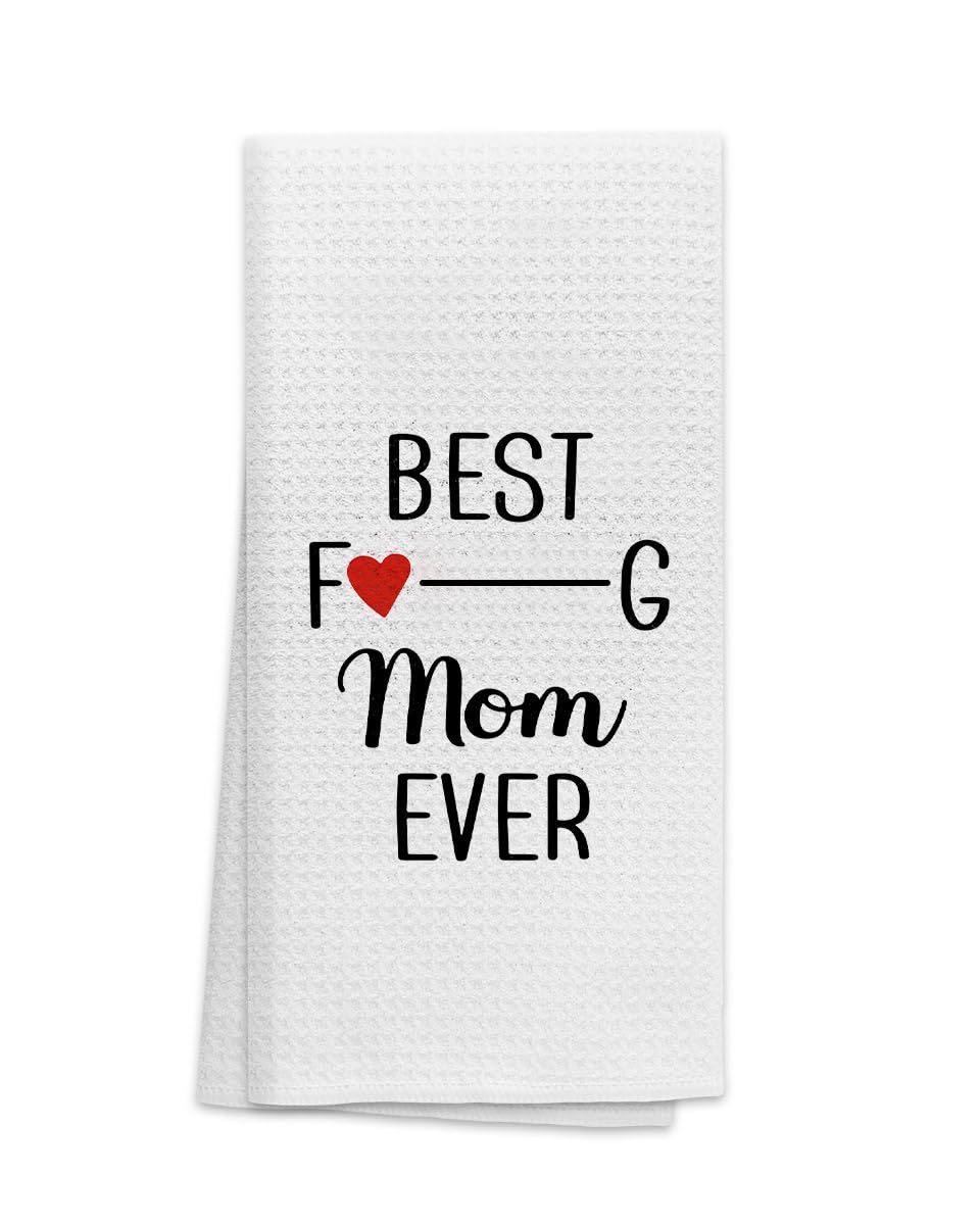 OHSUL Best Mom Ever Highly Absorbent Kitchen Towels Dish Towels Dishcloth,Best Mom Gifts Hand Towels Tea Towel for Bathroom Kitchen Decor,Mother's Day Birthday Gifts for Mom Mother from Daughter Son