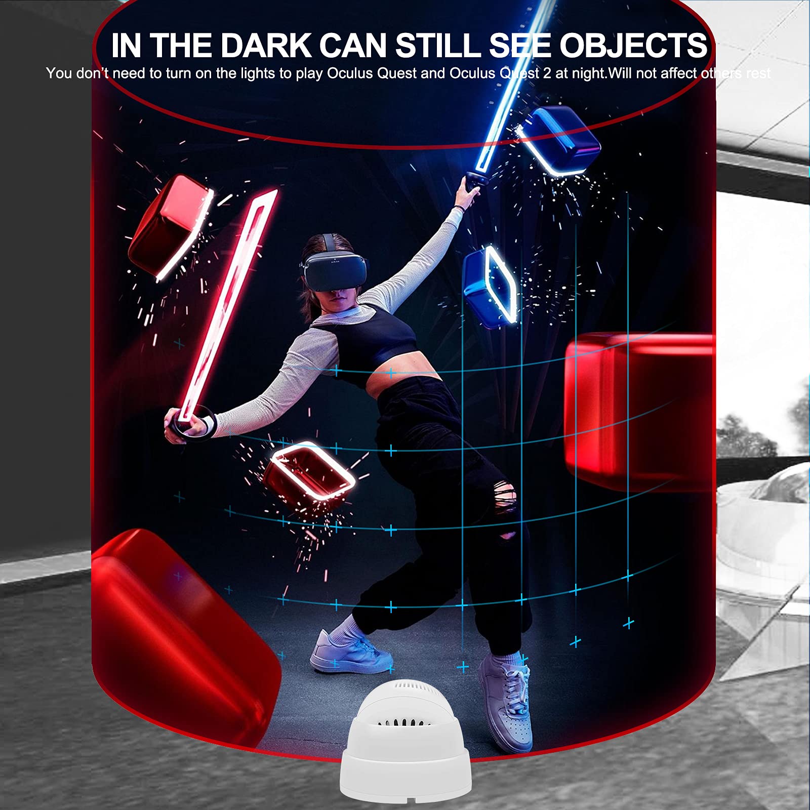 MASiKEN IR Illuminator Infrared Light for Meta Quest, Oculus Quest 2 IR Light Enhance Sensor Tracking Hand and Controllers Sensitivity in Dark, Anti No-Light Disturbance Increase Vision (White)