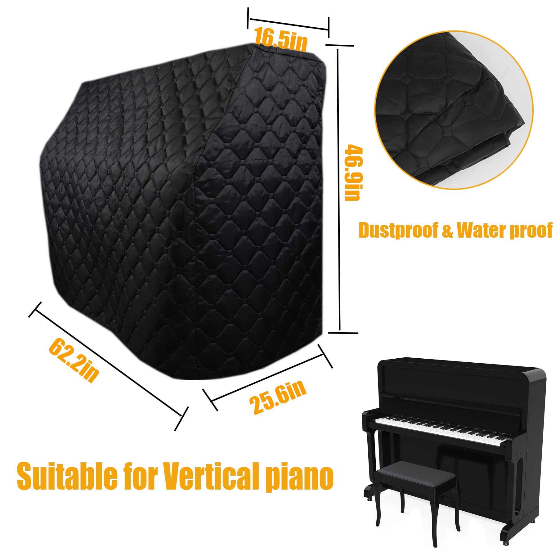 Piano Cover Thick Cotton Lining Upright Piano Cover