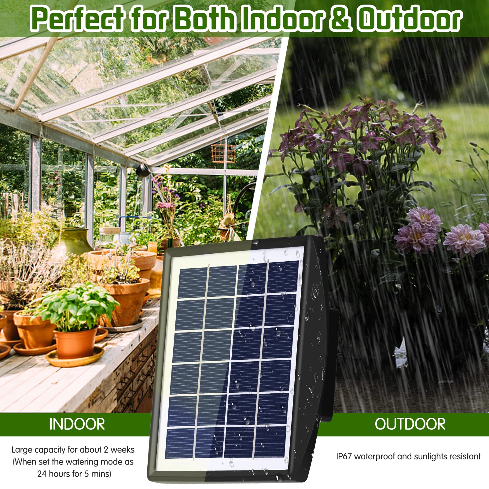 Solar Irrigation System, Automatic Drip Irrigation Kits, Watering System for Potted Plants Outdoor, Automatic Plant Self Watering Devices for Balcony, Plant Bed (6 Timing Modes, Supported 10-15 Pots)