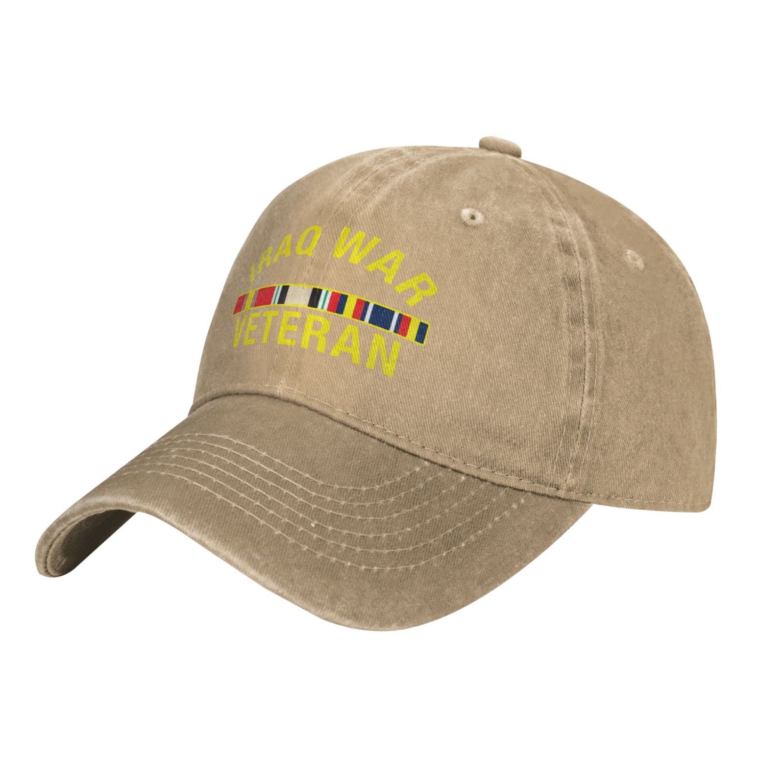 Menglo Iraq War Veteran Unisex Adjustable Cap Trucker Hats Dad Baseball Hats Cotton Cowboy hat Natural