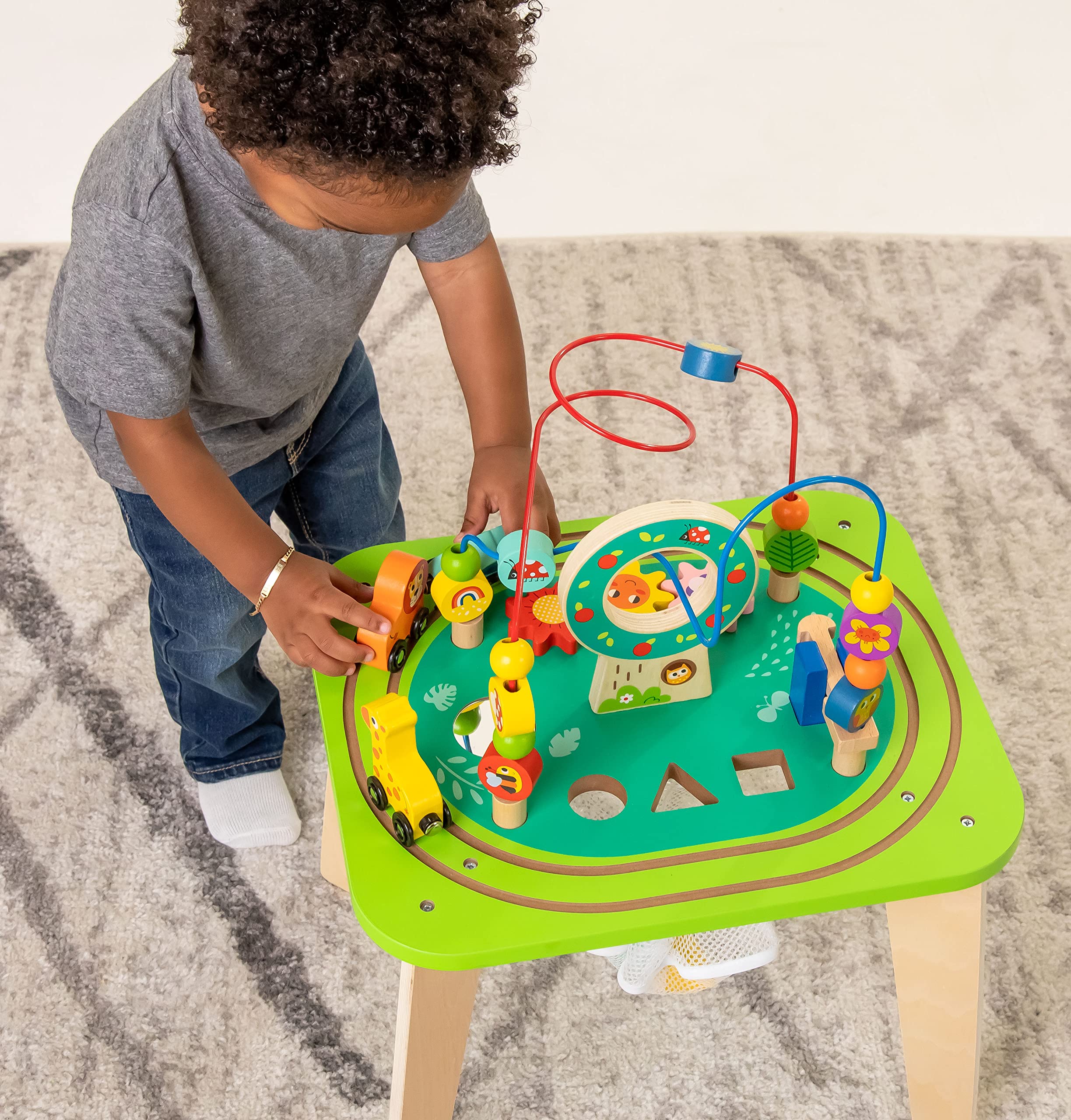 Pidoko Kids Activity Table for Toddlers - Gift Set Bundle for Boys & Girls 18 months and up - includes Stacking Cups and a Zoo Book