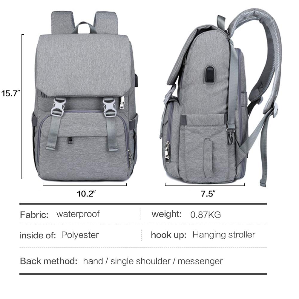 JHhomezeit Diaper Bag Backpack for Mom Dad, Large Baby Nappy Changing Bag w/Changing Pad…
