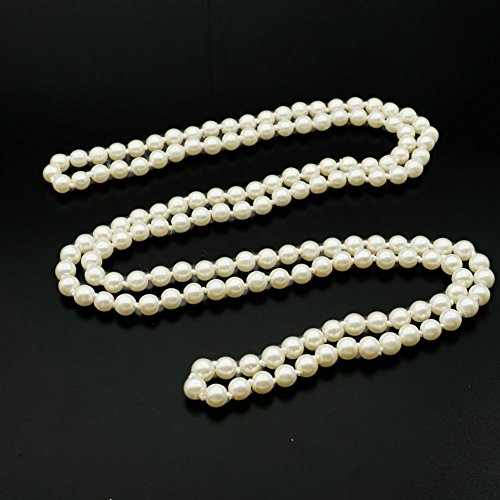 JSEA Be 57'' Length 8mm Simulated Glass Pearl Long Necklace Multi Layer Statement Necklace Women