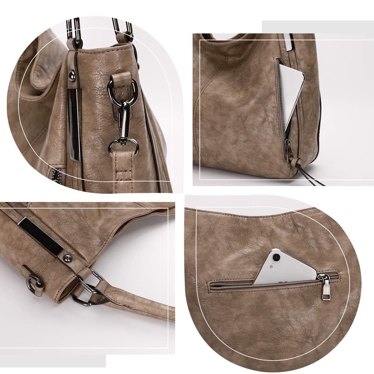 KL928 Purses for Women Shoulder Handbag Top Handle Hobo Tote Bags for Women (khaki)