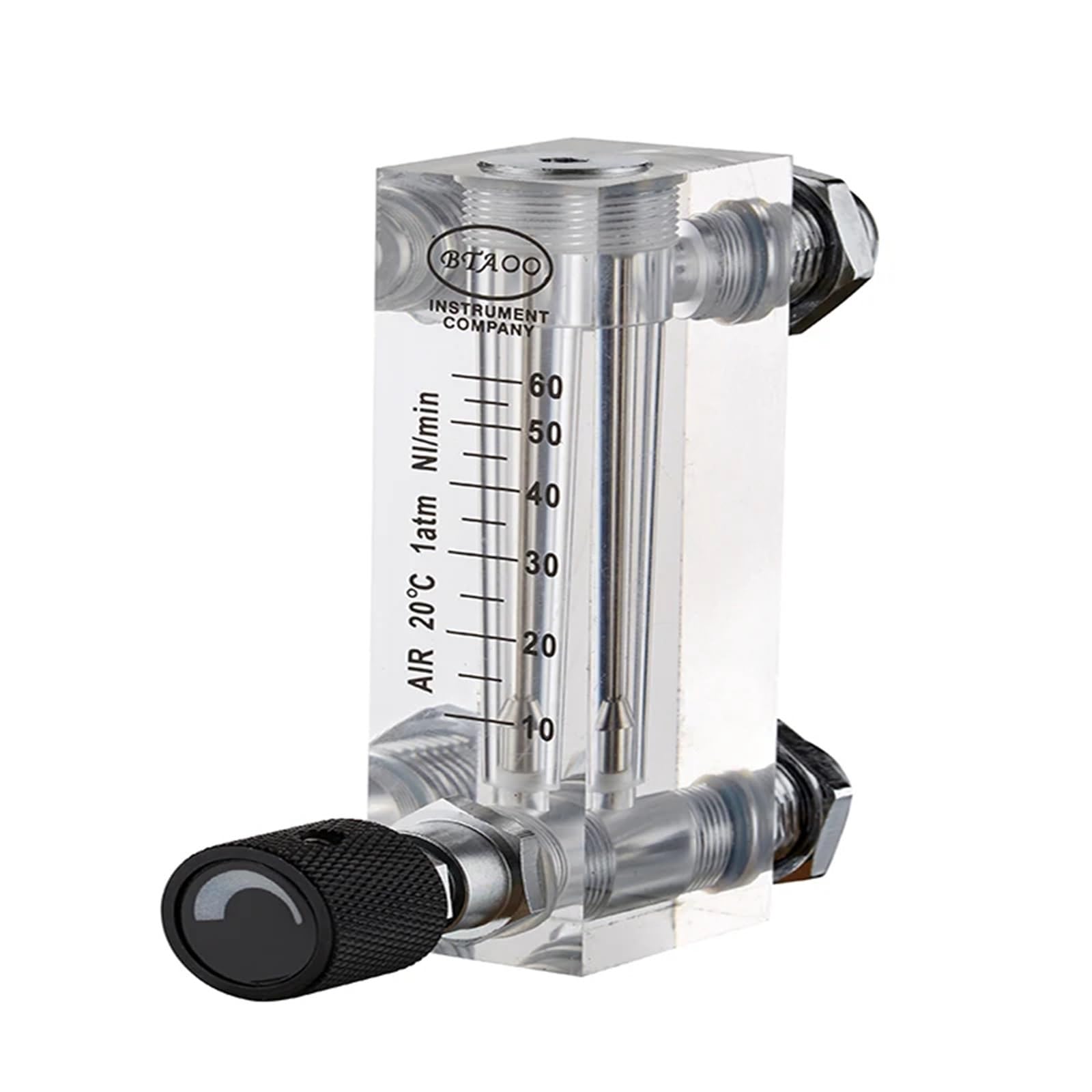 Zihozan G 1/4" Female M18 Panel Float Flowmeter Gas Liquid Air Flow Meter Rotameter with Control Valve(10-70 LPM Gas)