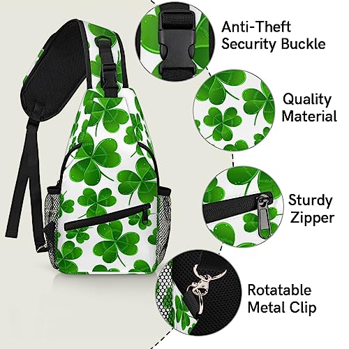 St Patrick Day Clover Sling Backpack St. Patrick's Day Crossbody Bag Hiking Backpack Casual Daypack