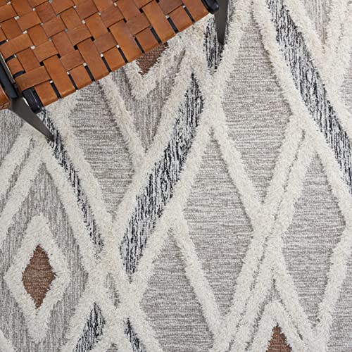 SAFAVIEH Casablanca Collection Area Rug - 5' x 8', Grey & Ivory, Handmade Moroccan Textured Wool, Ideal for High Traffic Areas in Living Room, Bedroom (CSB975F)