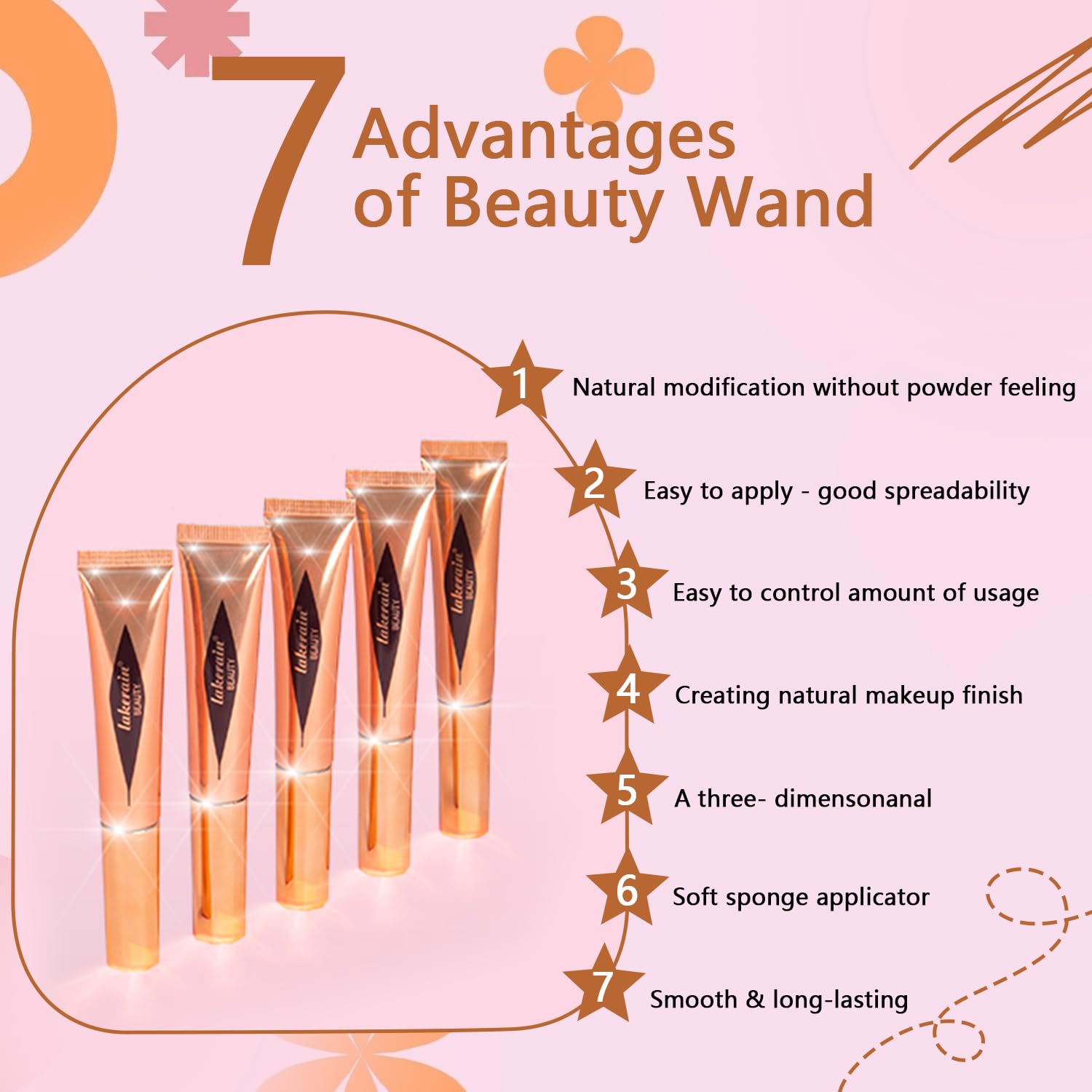 Lisara Contour Beauty Wand, Liquid Contour Stick Liquid Face Concealer Contouring with Cushion Applicator, Bronzer Stick Natural Matte Finish, Lightweight & Super Silky Cream Contour Stick(#05)