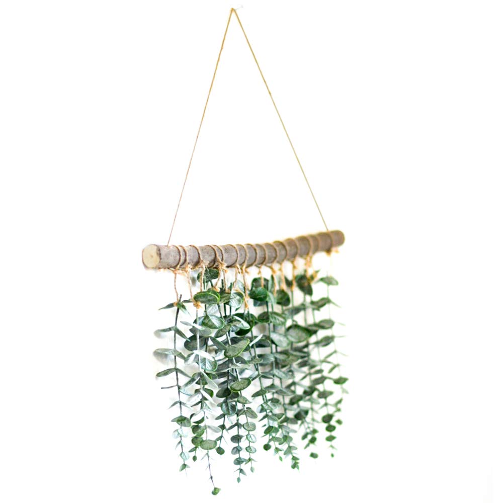 LokoVynes Artificial Eucalyptus Wall Decor - Wall Hanging Eucalyptus Greenery Gives Any Room a Natural, Trendy, Modern Feel - Boho Bedroom Decorations, Bathroom Wall Decor, Kitchen Decorations