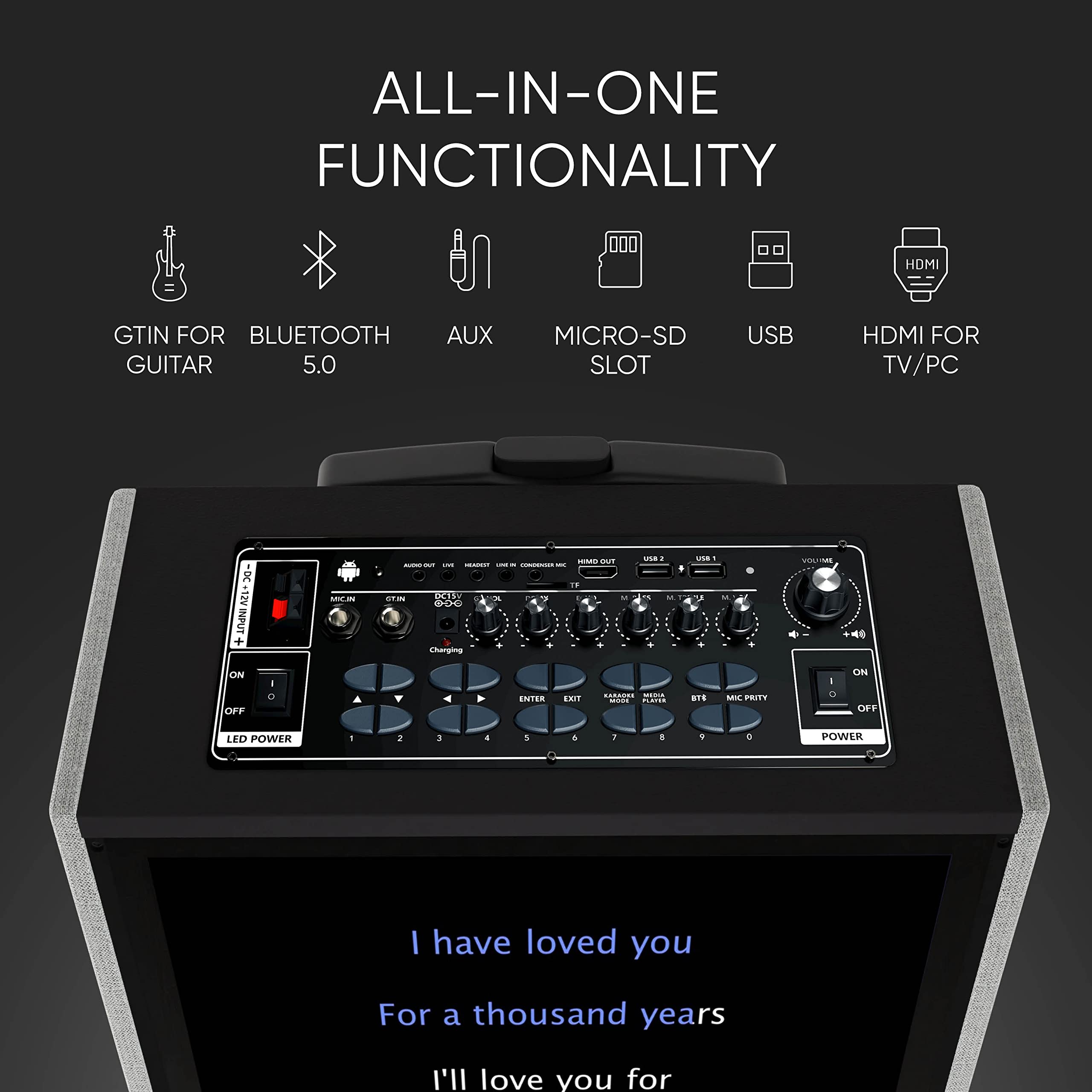 MASINGO Professional Karaoke Machine with Lyrics Display Screen + 2 Wireless Microphones, Bluetooth Portable PA Speaker with Built-in 15" Tablet & WiFi - Best Gift for Adults and Kids - X8 2021 Model