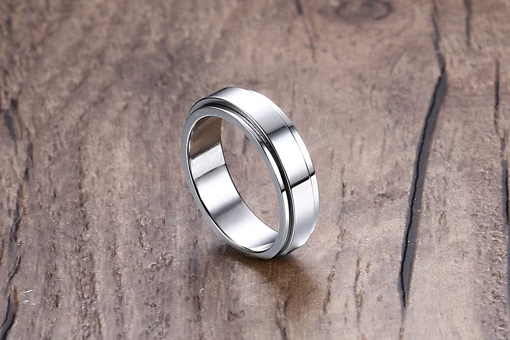 MZZJ Personalized Inside Partners in Crime Couple Ring Set Black Rose Gold Plated Stainless Steel Meditation Spinner Fidget Flat Rings Engagement Wedding Band