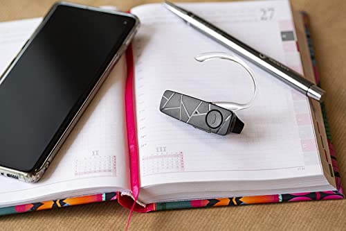 TELLUR VOX 60 Bluetooth Headset, Handsfree Earpiece, BT v5.2, Multipoint Two Simultaneous Connected Devices, 360° Hook for Right or Left Ear, iPhone and Android, Car Charger Included