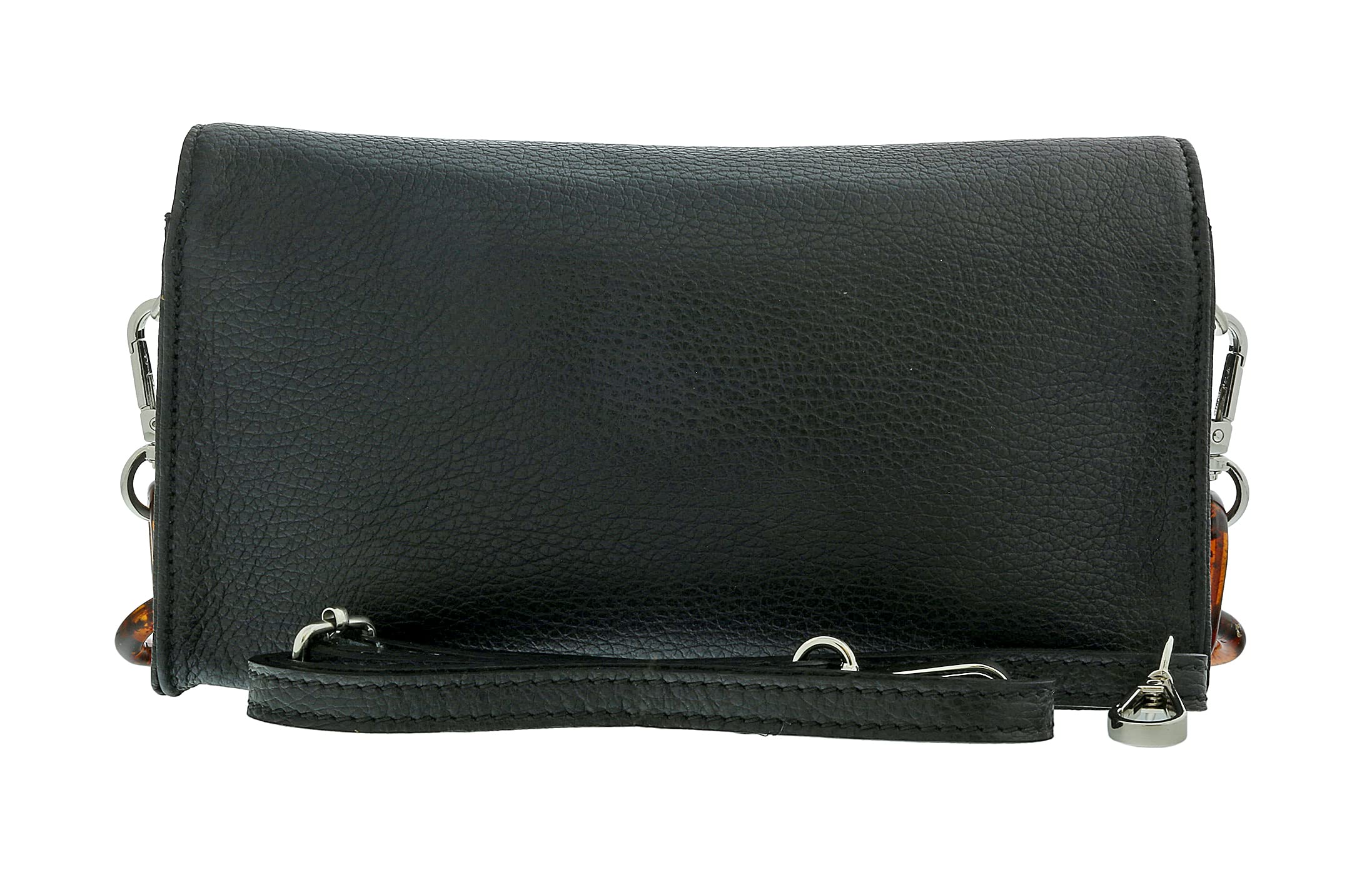 Pierre Cardin Black Leather Small Soft Acetate Havana Strap Shoulder Bag for womens