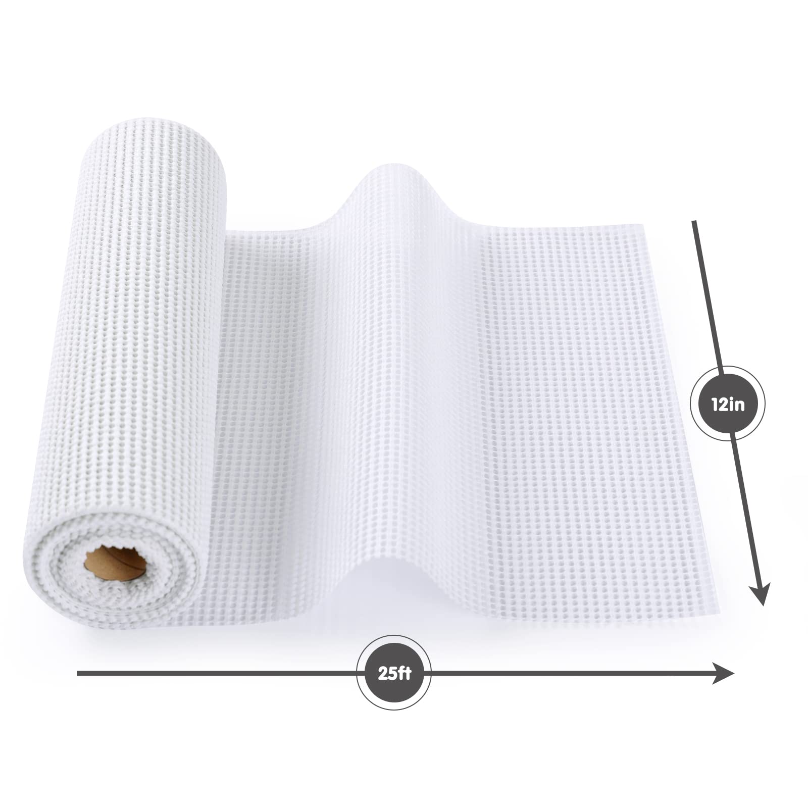 Moretoes Drawer and Shelf Liner, 2 Rolls of Non Adhesive 12 in x 25 FT Durable and Strong Cabinet Liner Non Slip for Kitchen Cupboard Pantry Table Desk Storage Organizer (White)