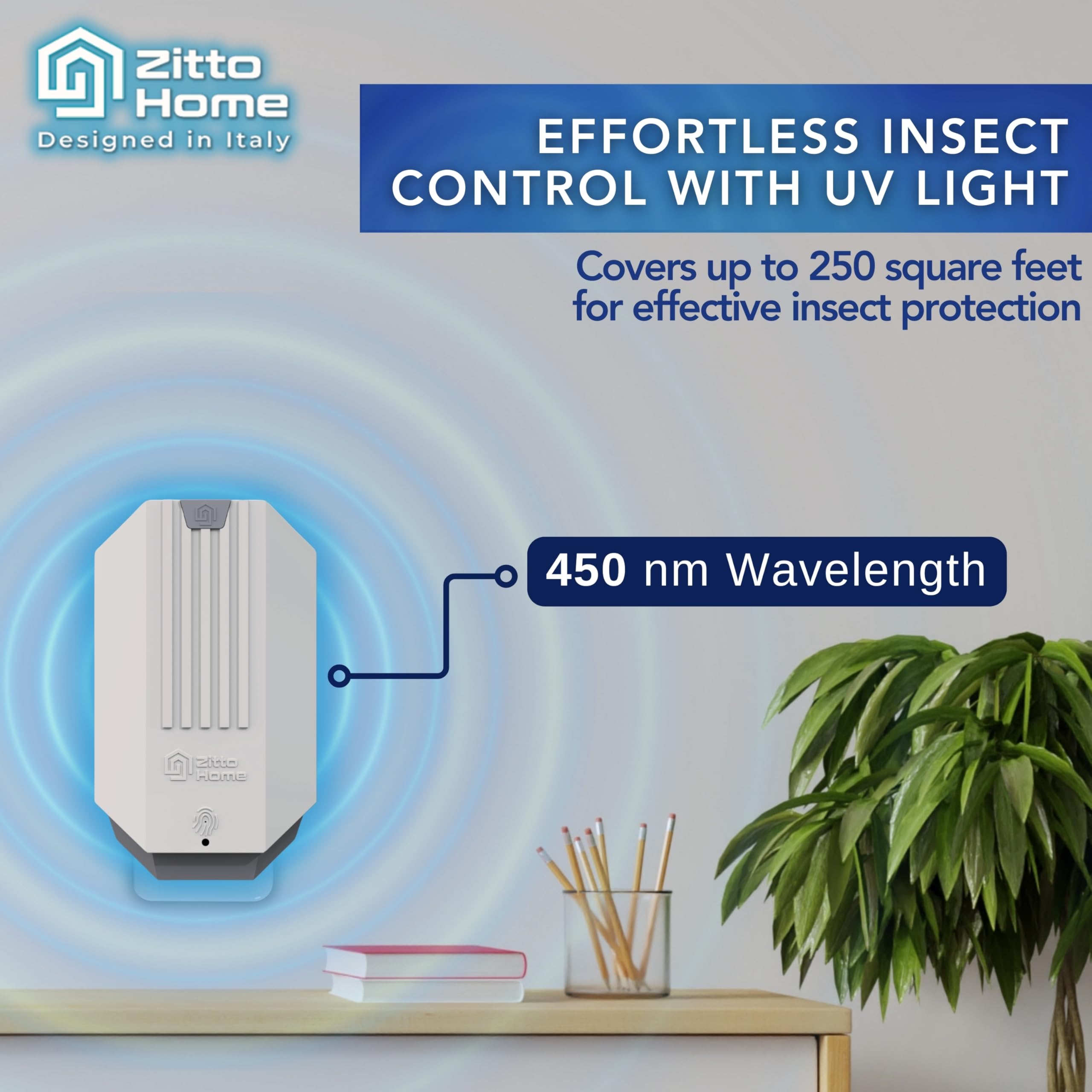 Zitto Home Fly Trap Indoor Starter Kit (1 Device & 1 Refill), Long Lasting Indoor Fly Trap for Home, Captures Flies, Moths, Fruit Flies, Gnats, Flying Insect Trap Indoor Plug in 24/7 UV Light