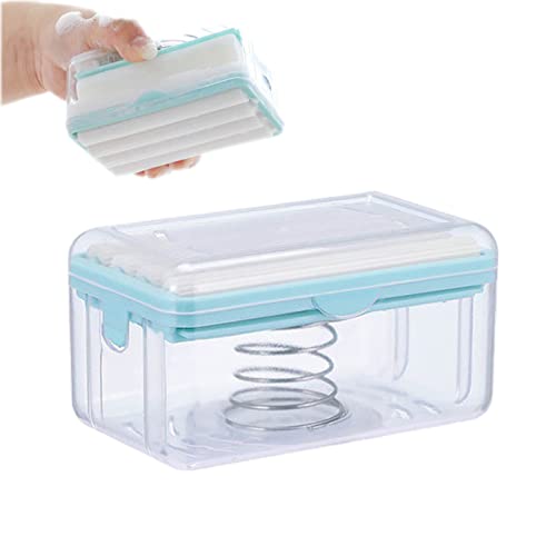 Laundry Soap Dish with Roller Soap Organizer Multifunctional Soap Lathering Box With Drainage Hole and Drip Tray 2-in-1 Soap Lather Laundry Box Help to Use and Store Soap For Bathrooms Kitchens (blue)