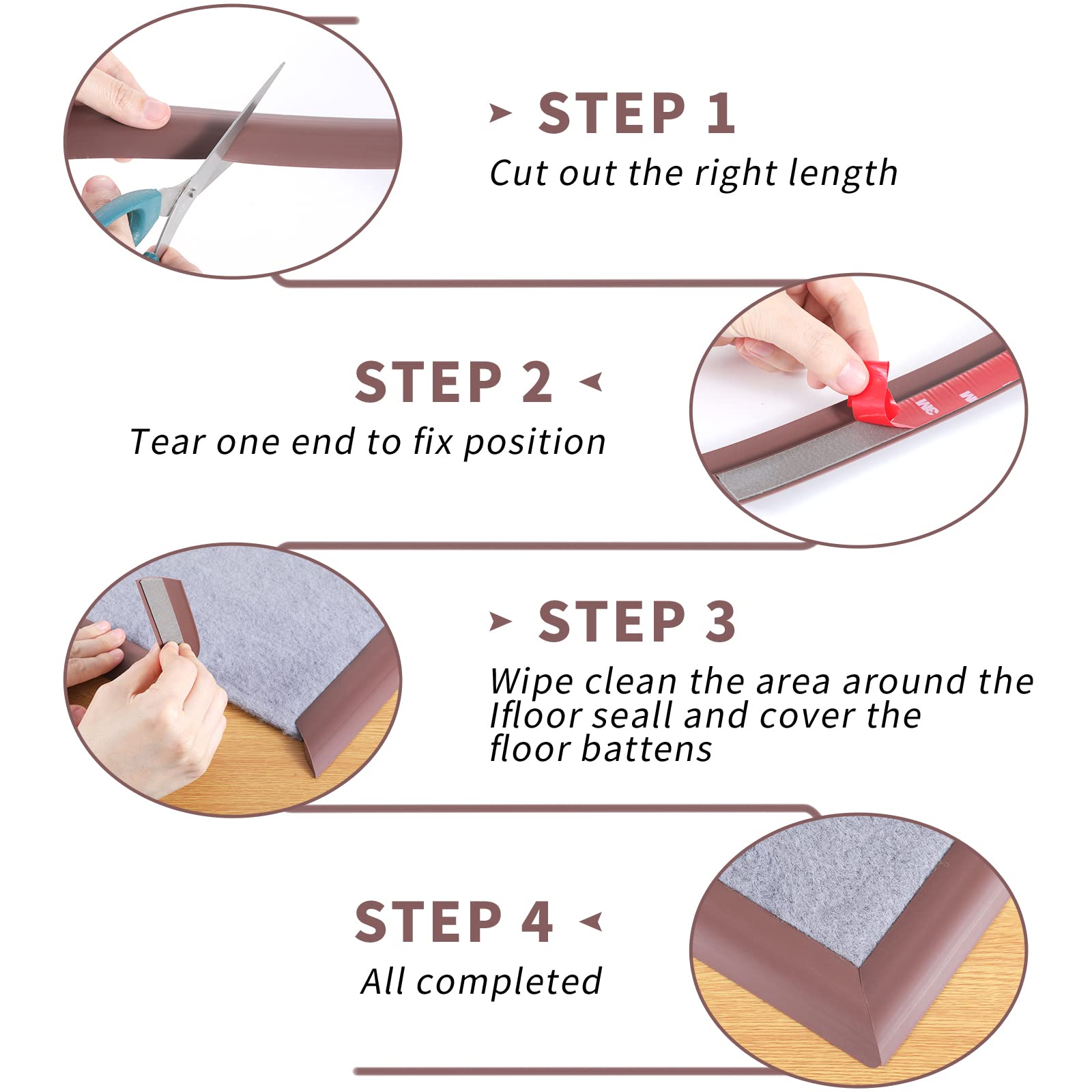 Mindpetizer MindPetizer 2M PVC Floor Transition Trim Strip from Carpet Edging to Floor Tile, Gray