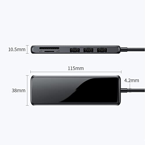 SURURA USB-C Hub,6 in 1 Multiport USB-C Docking Station with 4K HDMI, 3 USB 3.0 Ports, SD/TF Card Reader, USB Splitter Adapter