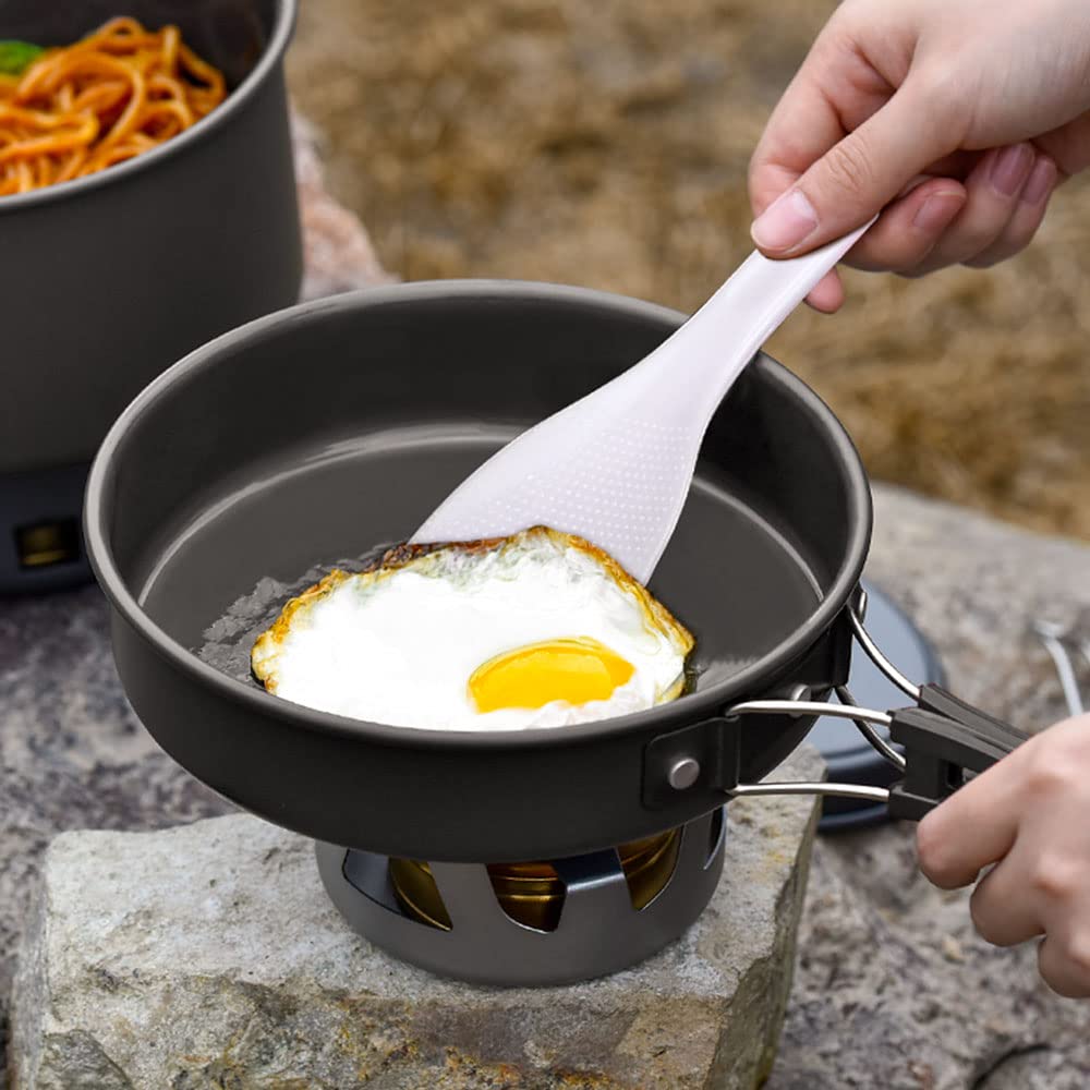 Odoland 14pcs Camping Cookware Mess Kit, Camping Cooking Set, Portable Nonstick Camp Pots and Pans Set with Plates Bowls for Outdoor Camping, Picnic, Hiking, Backpacking