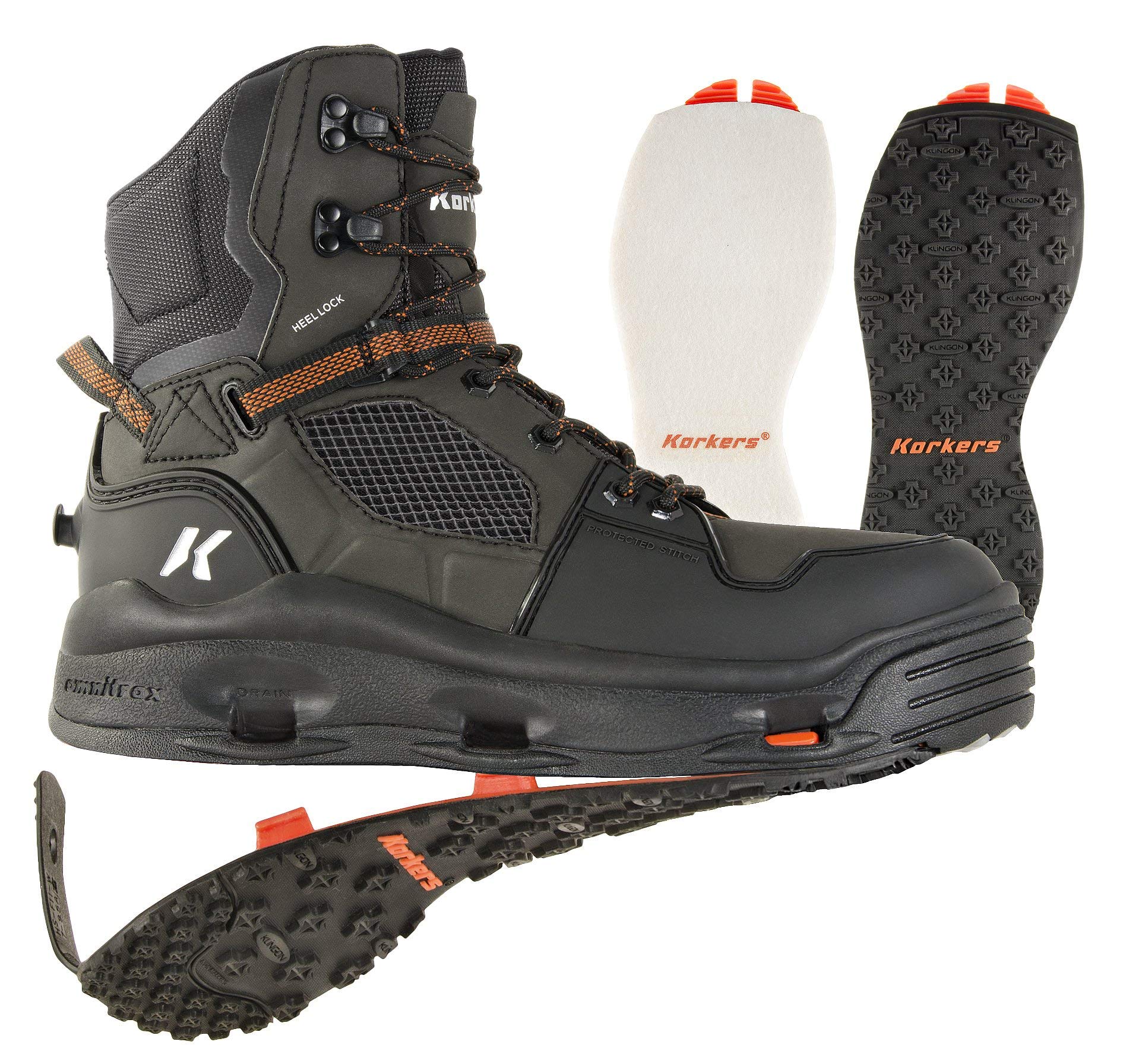 Korkers Men's Terror Ridge w/Felt & Kling-On Soles Athletic-Water-Shoes, 11