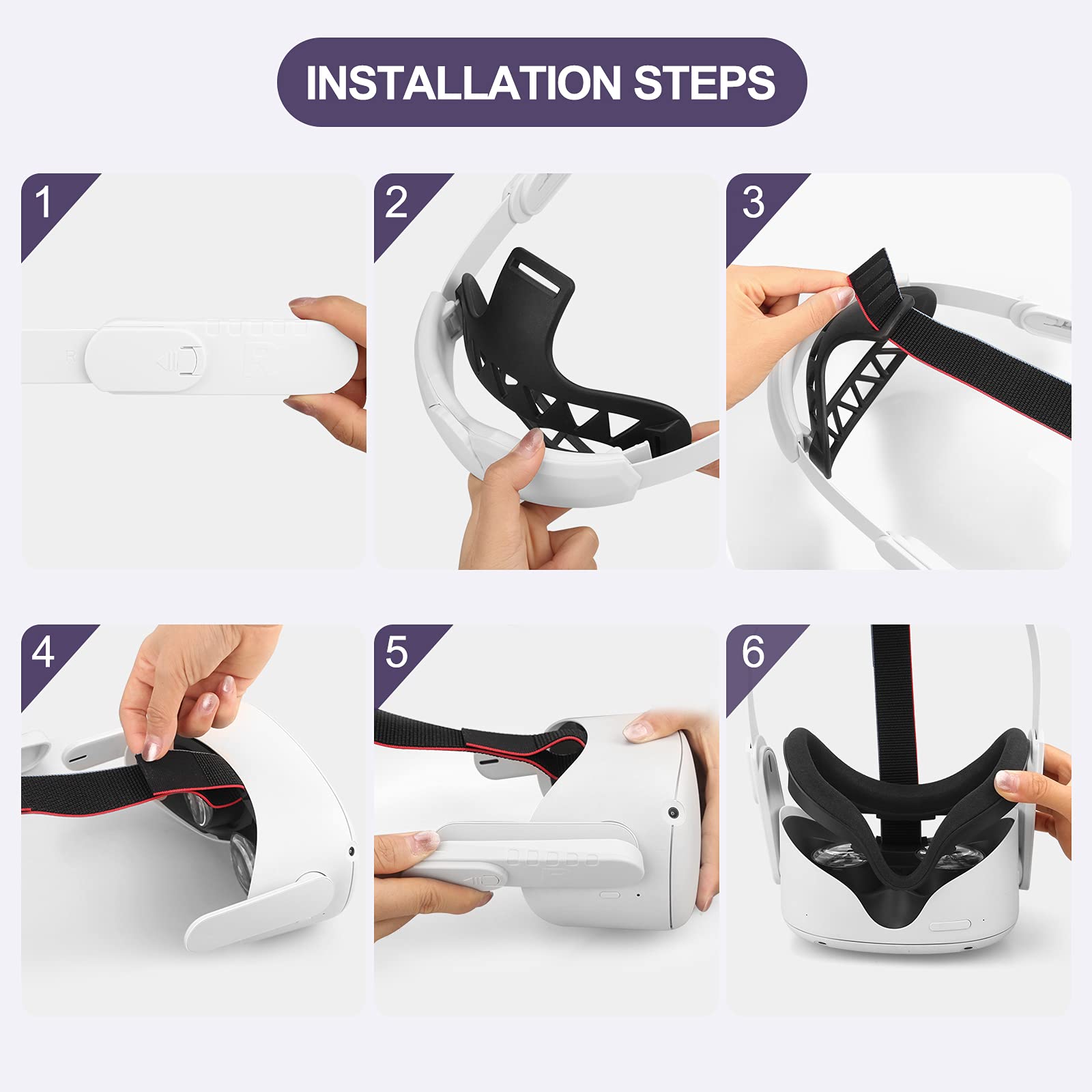 MASiKEN Soft Head Strap for Oculus Quest 2 with Head Back Pad, Portable Replacement Elite Strap, Reduce Face Pressure Comfortable Touch, Better Fit Kids Head