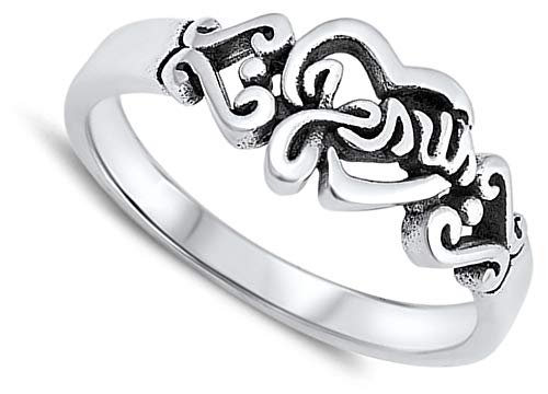 Jesus Loves You Heart Script Purity Ring New 925 Sterling Silver Band Size 8